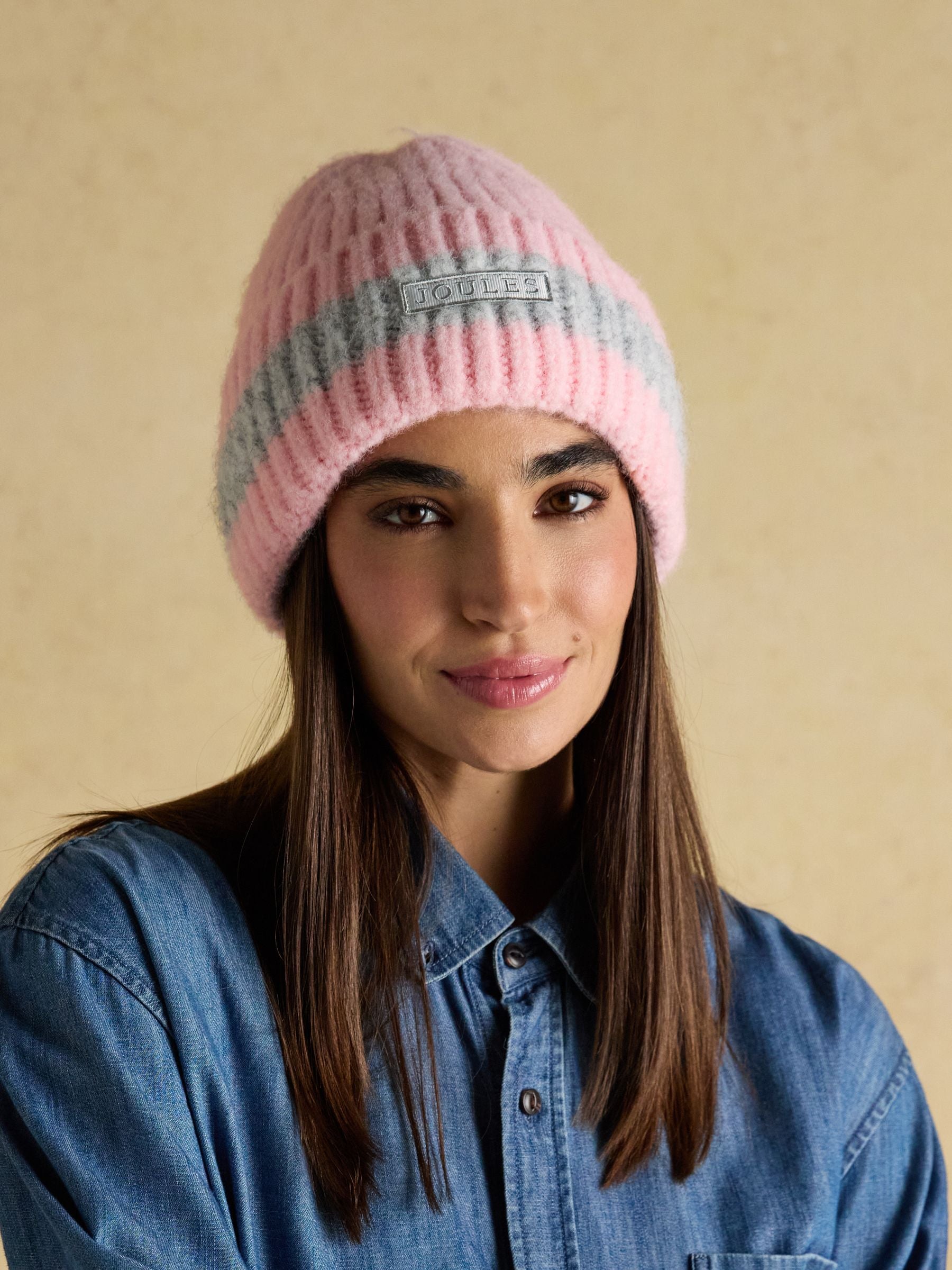 Popley Pink Grey Stripe Beanie – GILES & BELLA